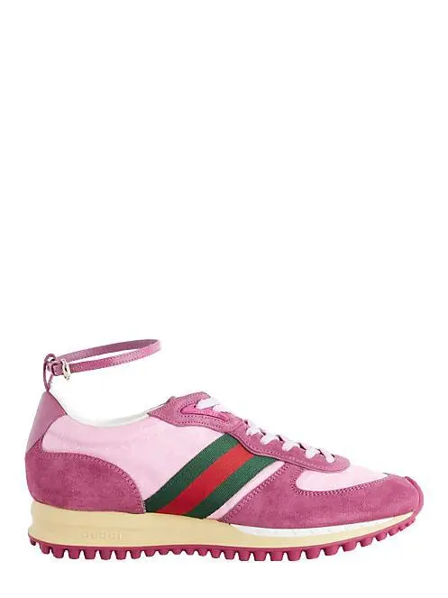 Gucci Gg Suede Trainers - Dark Pink