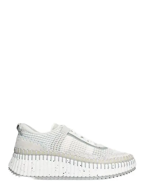 Chloé Nama Mesh And Suede Low-top Sneakers - Grey