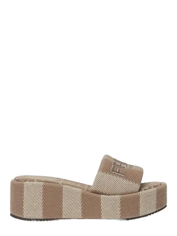 Fendi Sunshine Flatform Slides - Cream