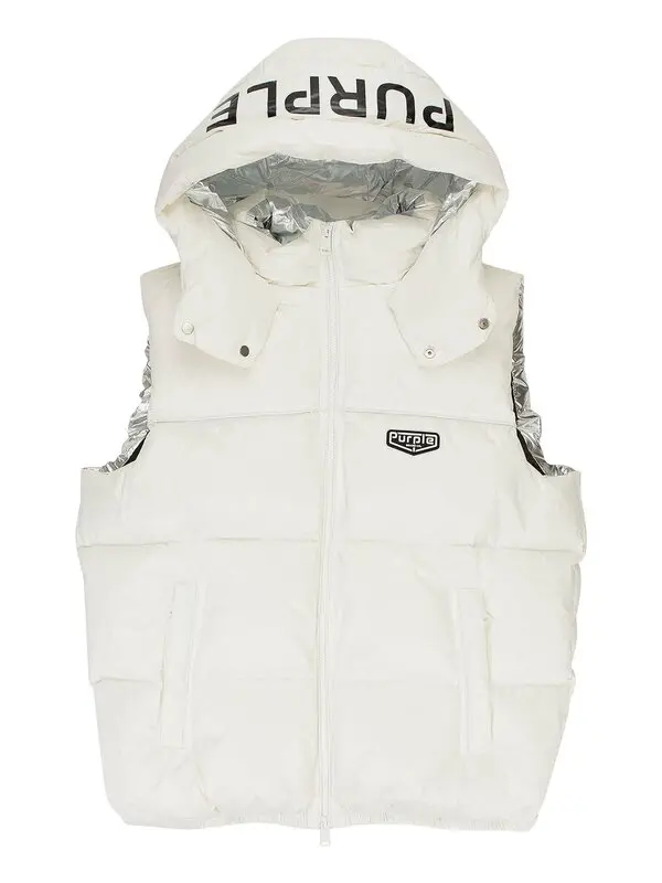 PURPLE BRAND Nylon Puffer Vest - White