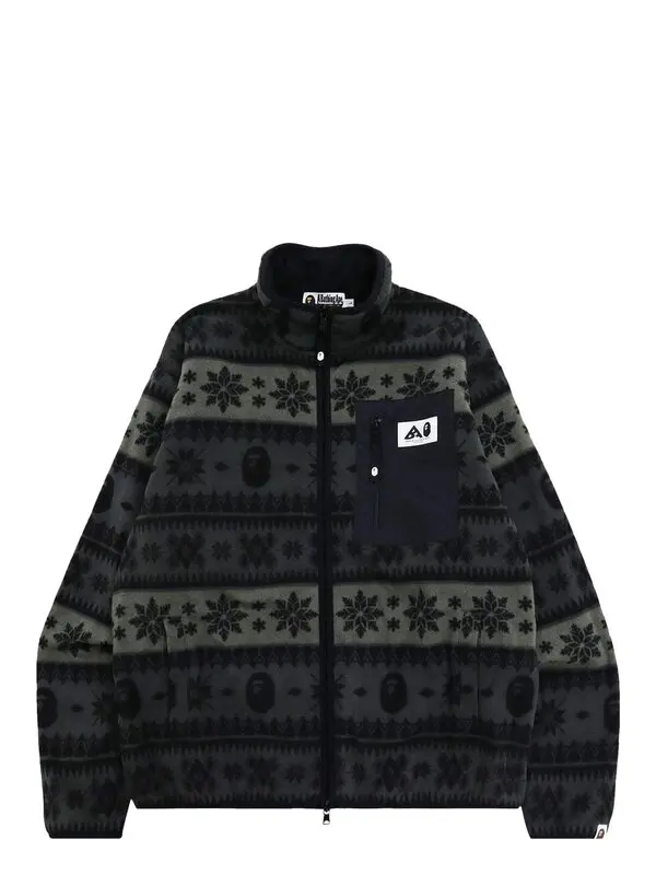 BAPE Snow Pattern Zip Fleece - Black