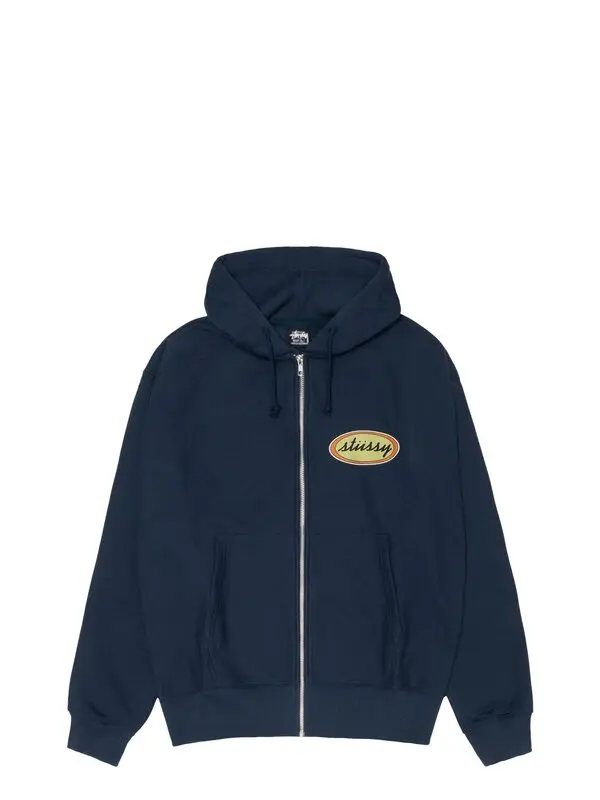 StÜssy Oval Zip Up Hoodie - Blue