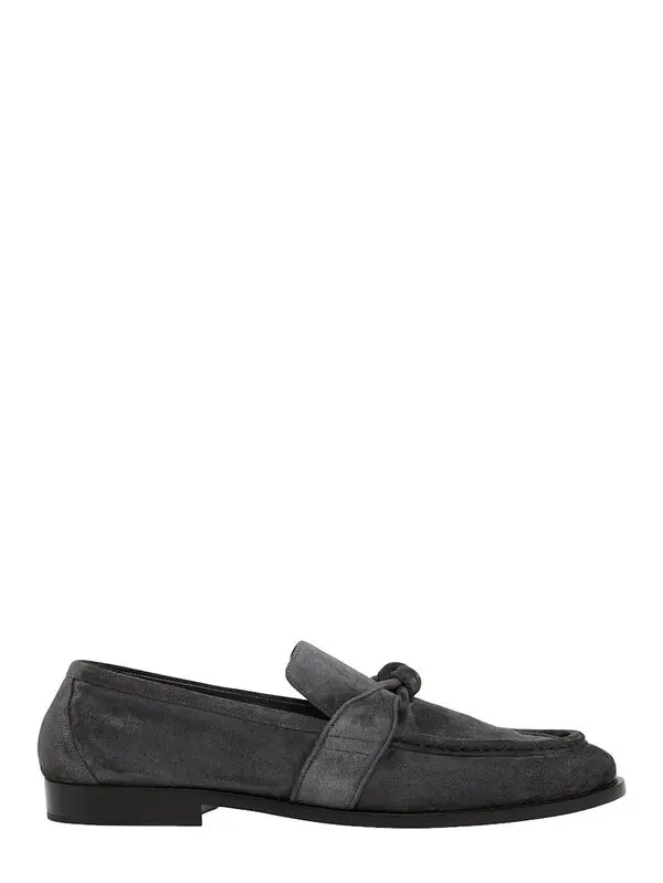 Bottega Veneta Astaire Knot Suede Loafers - Graphite