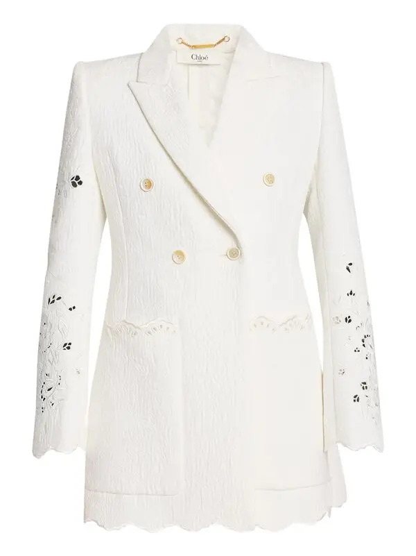 Chloé Embroidered Spongy Jacquard Jacket - White