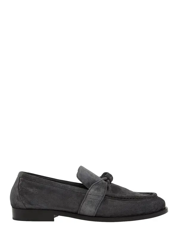 Bottega Veneta Astaire Knot Suede Loafers - Graphite