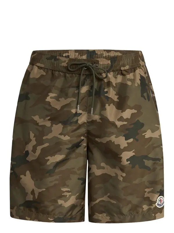 Moncler Camouflage Print Swim Shorts - Medium Green