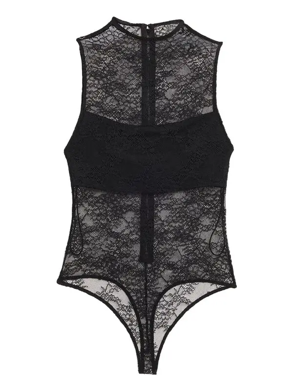 Alice + Olivia Nicol Lace Bodysuit - Black