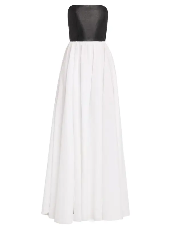 Gabriela Hearst Lehti Mixed-media Strapless Maxi Dress - Blackwhite
