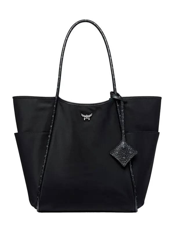 Mcm Aren Extra Large Nylon Shopper Tote Bag - Black