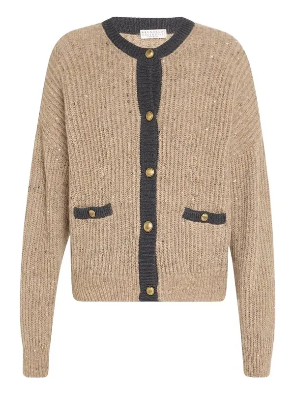 Brunello Cucinelli Wool-mohair Paillette Cardigan - Brown