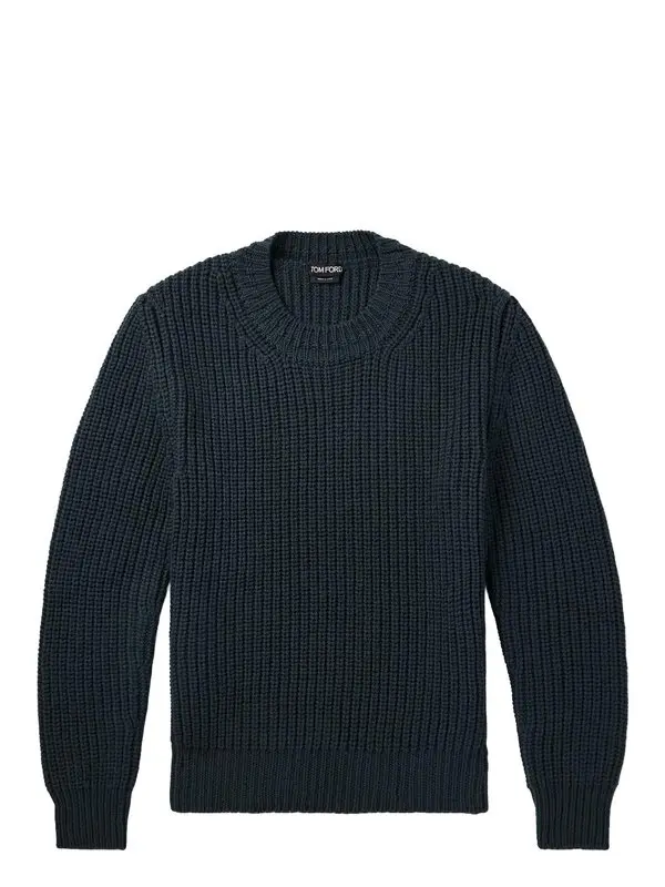 TOM FORD Ribbed Wool And Cashmere-blend Sweater - Gray