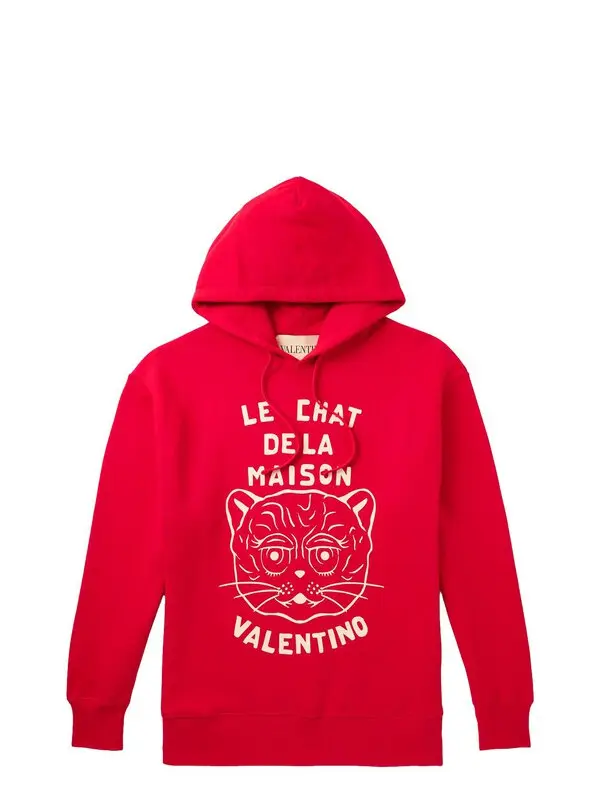 Valentino Garavani Logo-print Cotton-jersey Hoodie - Red