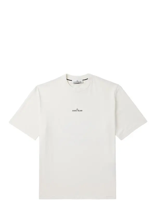 Stone Island Logo-print Cotton-jersey T-shirt - Neutrals