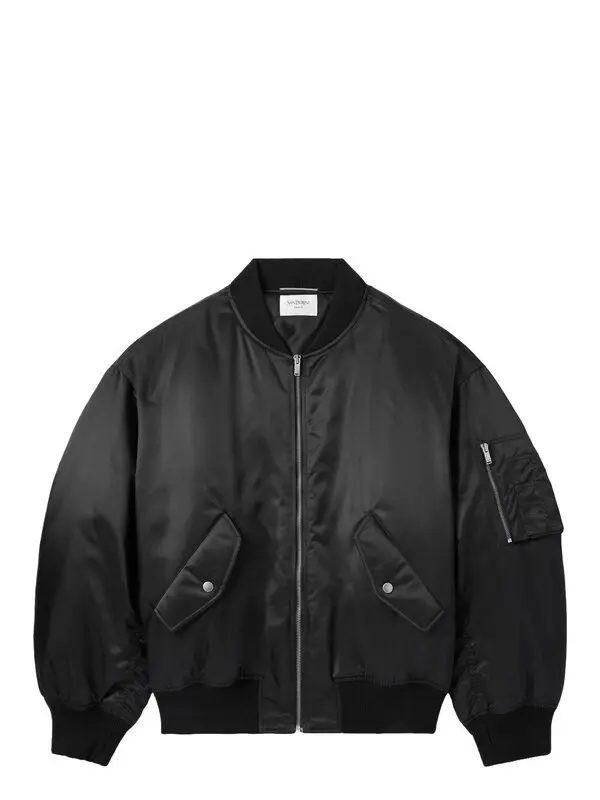 Saint Laurent Recycled-shell Bomber Jacket - Black
