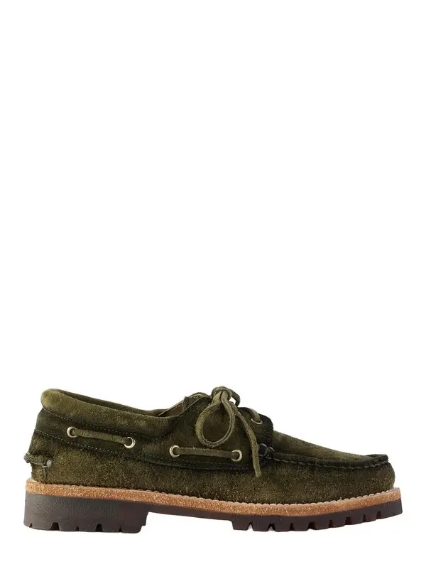 Officine Creative Heritage Flexi 001 Brushed-suede Loafers - Green