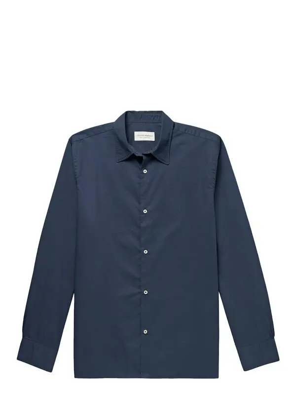 Officine Générale Garment-dyed Cotton-poplin Shirt - Blue