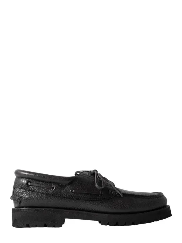 Officine Creative Heritage Flexi 001 Full-grain Deerskin Boat Shoes - Black