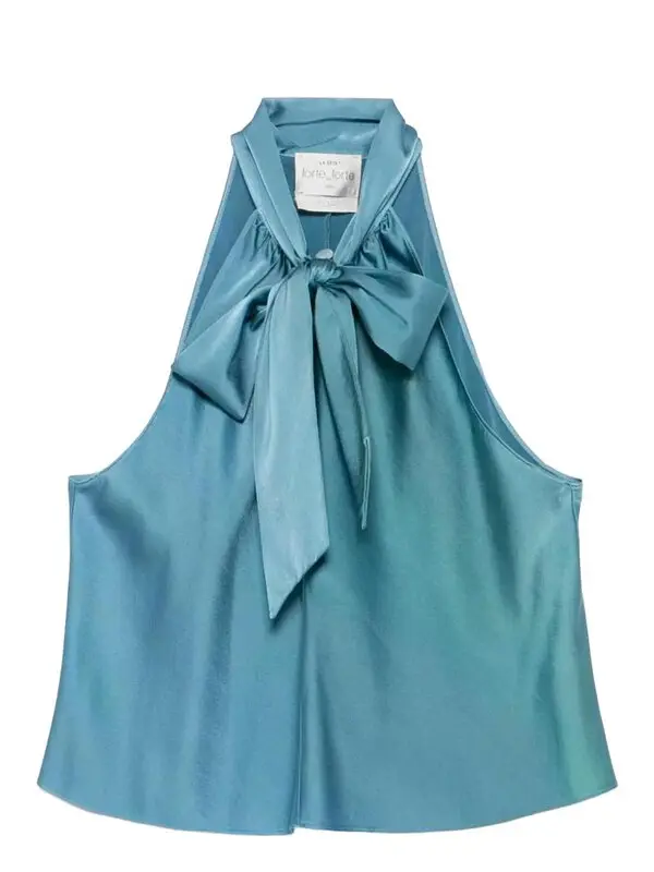 FORTE_FORTE Satin Halterneck Top - Blue