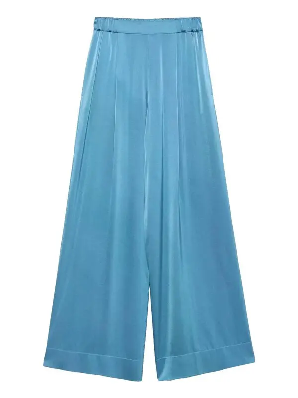 FORTE_FORTE Elasticated-waistband Palazzo Trousers - Blue