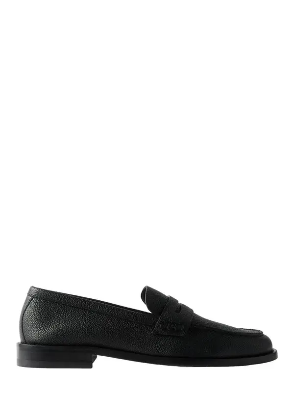 Manolo Blahnik Perry Full-grain Leather Penny Loafers - Black