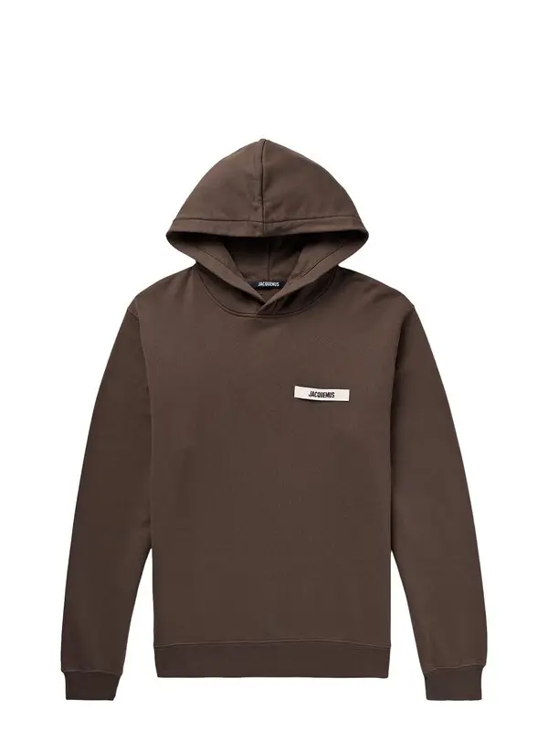 Jacquemus Logo-appliquéd Cotton-jersey Hoodie - Brown
