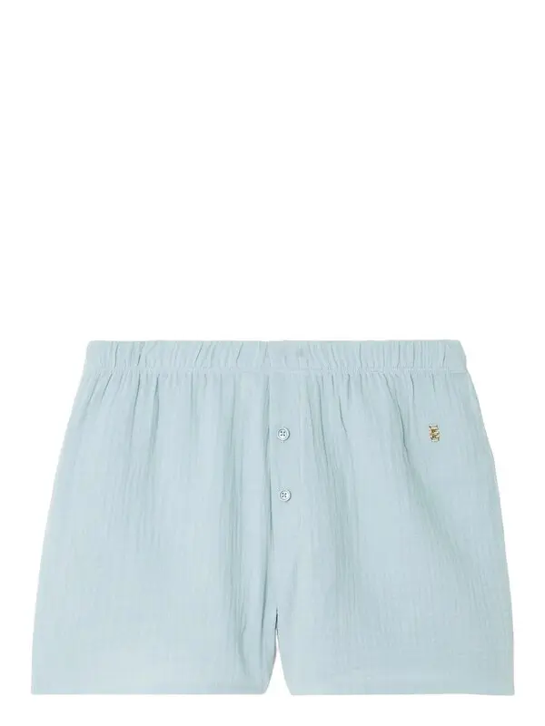 Eterne Jude Embellished Cotton-gauze Shorts - Blue