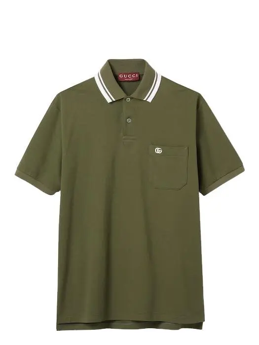 Gucci Cotton Piquet Polo Shirt With Embroidery - Green