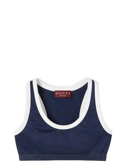 Gucci Technical Jersey Top With Embossed Logo - Blue