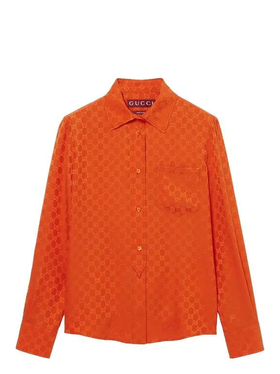 Gucci Gg Silk Jacquard Shirt - Orange