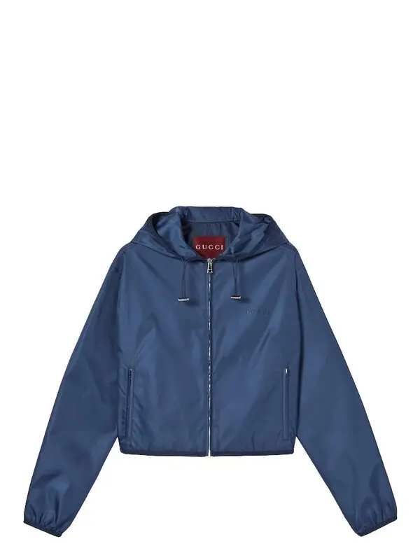 Gucci Gabardine Jacket With Metal Logo - Blue