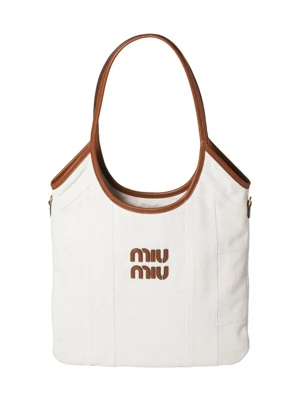Miu Miu Ivy Denim Patchwork Bag - White