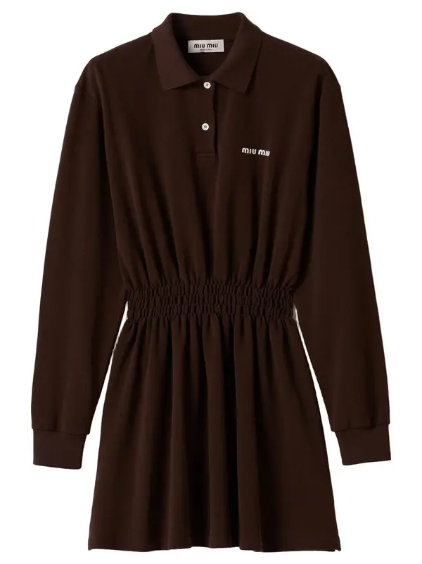 Miu Miu Cotton Piqué Mini-dress - Cocoa Brown