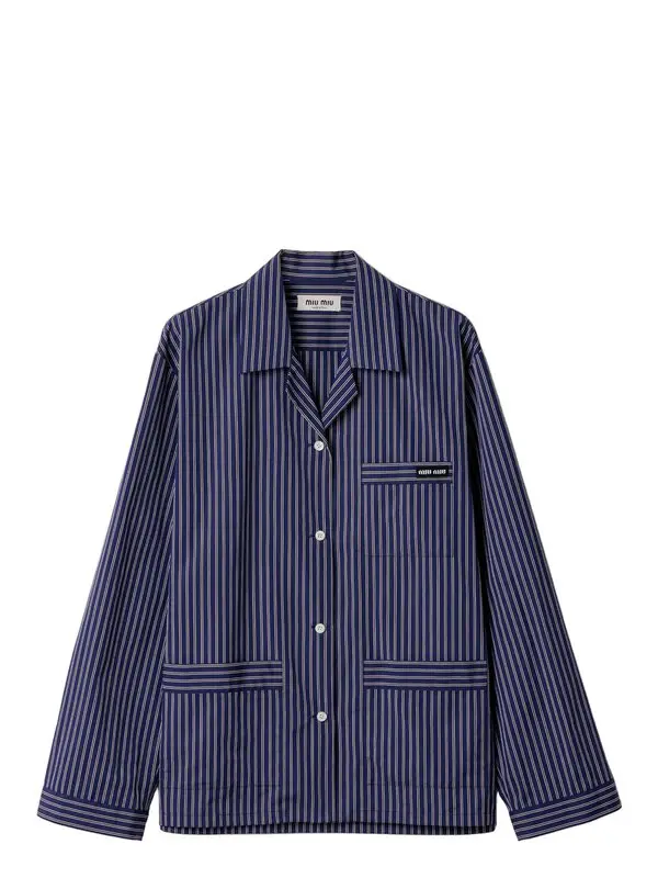 Miu Miu Striped Poplin Shirt - Baltic Blue