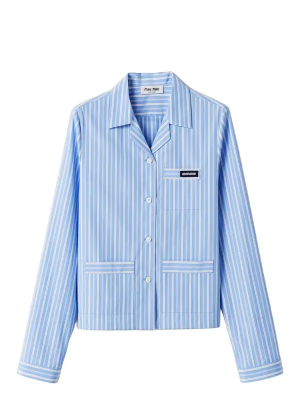 Miu Miu Striped Poplin Pajama Shirt - Light Blue