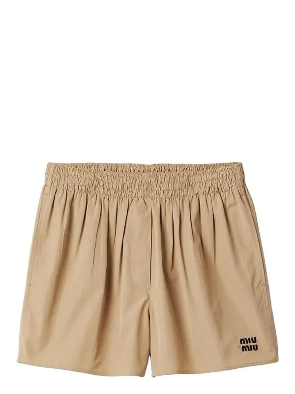 Miu Miu Poplin Shorts - Khaki