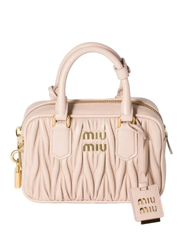 Miu Miu Arcadie Matelassé Nappa Leather Bag - Powder Pink