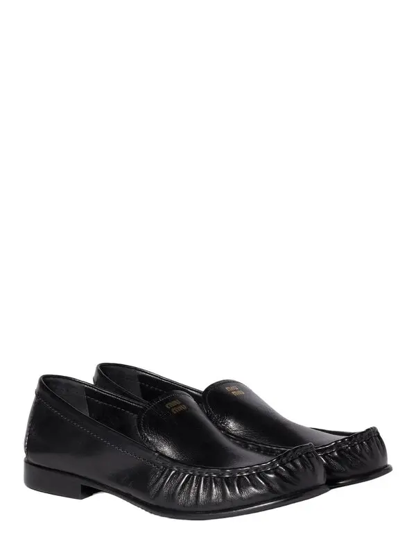 Miu Miu Buffalo Leather Loafers - Black