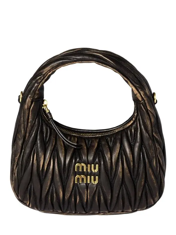 Miu Miu Wander Matelassé Nappa Leather Bag - Coffee