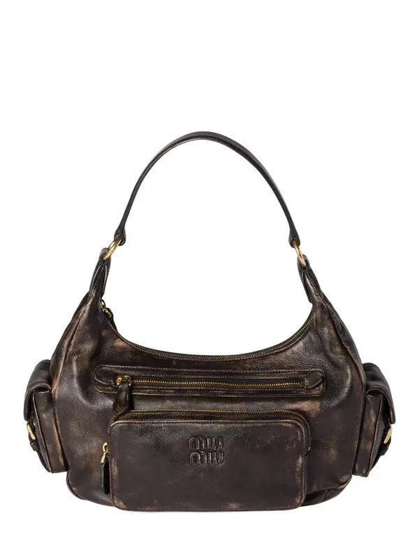 Miu Miu Pocket Nappa Leather Bag - Coffee