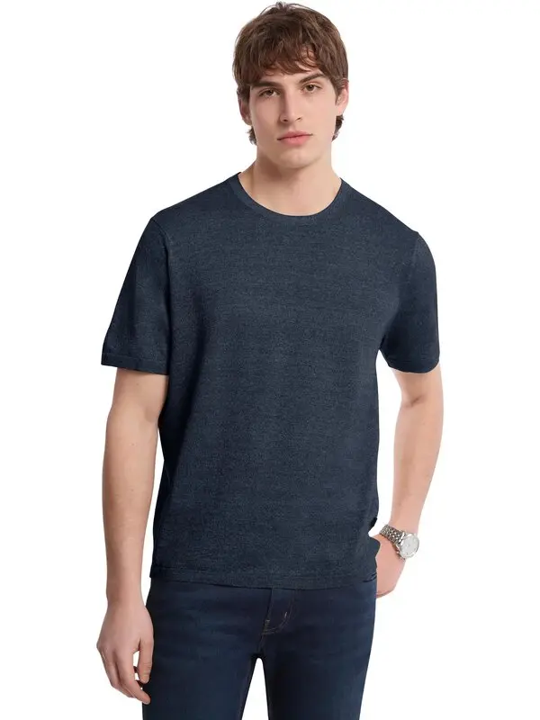 Michael Kors Linen And Cotton T-shirt - Blue