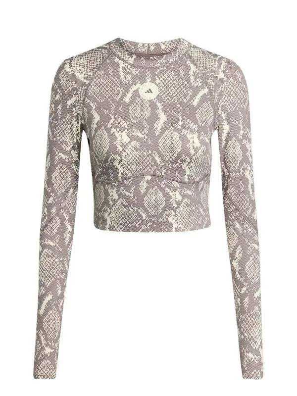 Stella McCartney Truepurpose Training Snake Print Long-sleeve Cropped Top - Beige
