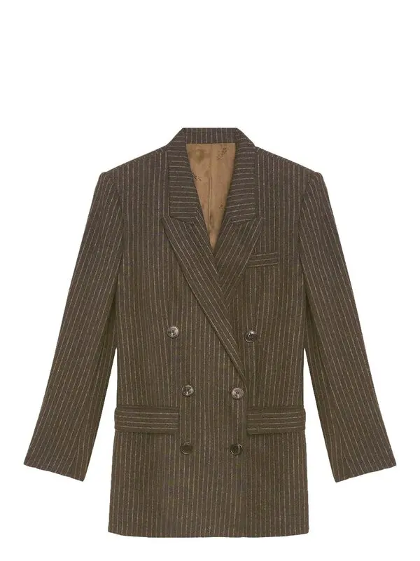 Isabel Marant Jevima Striped Wool-blend Jacket - Dark Bronze