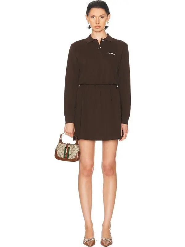 Miu Miu Long Sleeve Mini Dress - Cacao