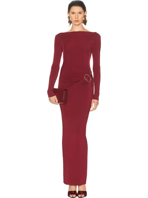 Roland Mouret Buckle Maxi Dress - Dark Red