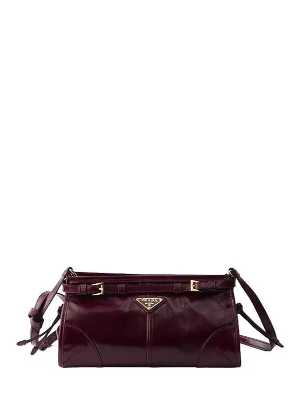 Prada Small Leather Shoulder Bag - Burgundy
