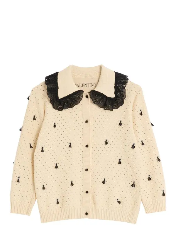 Valentino Garavani Lace-trimmed Cotton Cardigan - Ivory