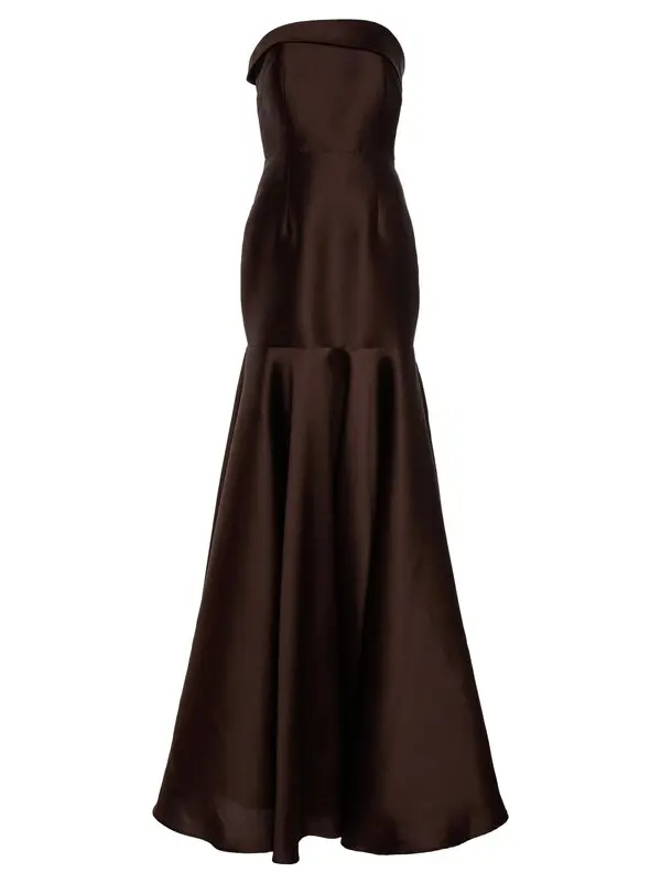 GRETA CONSTANTINE Jabiru Satin Gown - Brown