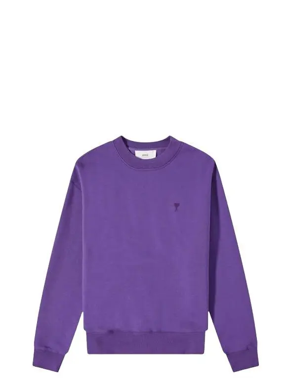 Ami Tonal Heart Crew Sweatshirt - Purple