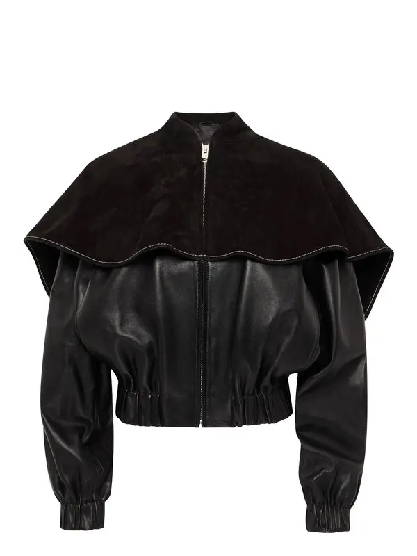 JW Anderson Oversized-collar Leather Bomber Jacket - Black