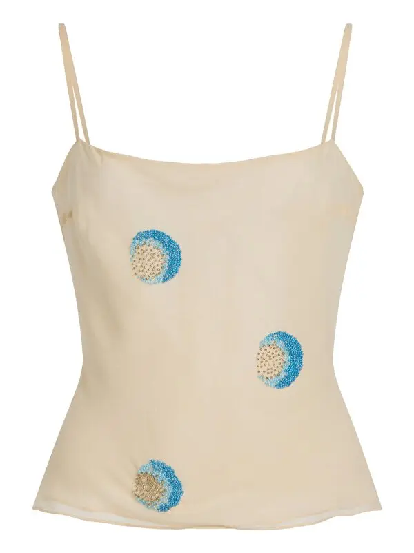 Anna October Jessica Beaded Silk Tank - Ivory
